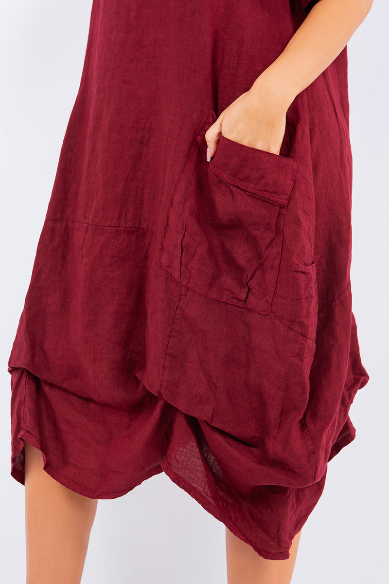 Long Italian Linen Tie Bottom Dress | Raw Moda